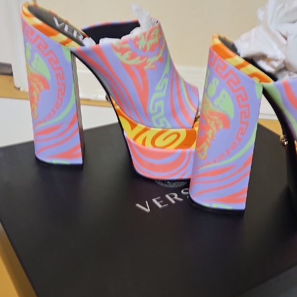 Versace | Shoes | Versace Pink And Yellow Platform Heels | Poshmark